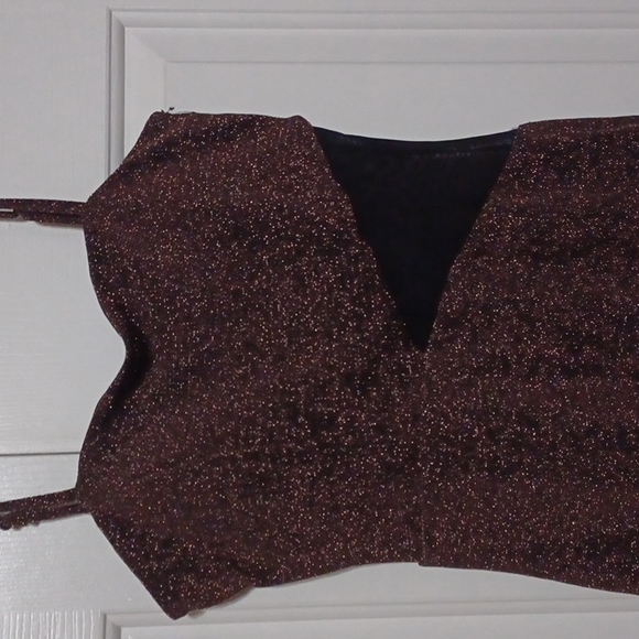 Trixxi | Dresses | Trixxi Size Large Dress Short Gold Sparkles Sheer ...